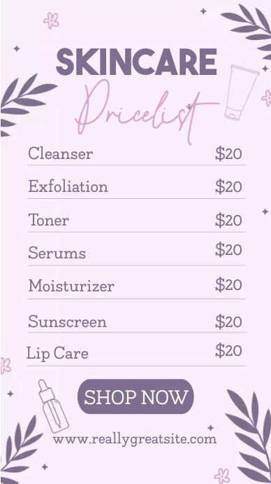 Skincare Pricelist Template | PosterMyWall