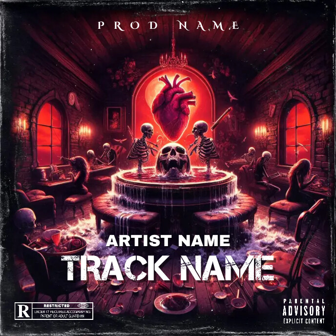 skull and heart cover art template | PosterMyWall
