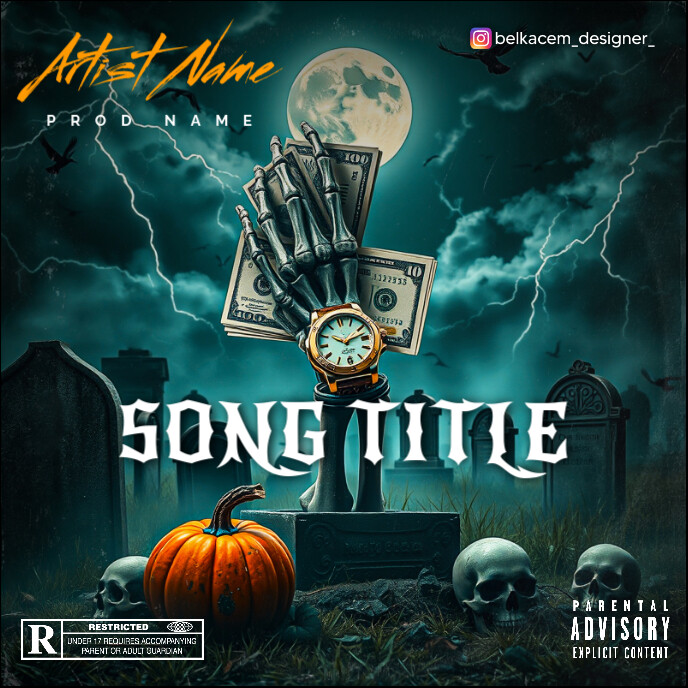 Skull hand make money album cover art design mixtape template ...