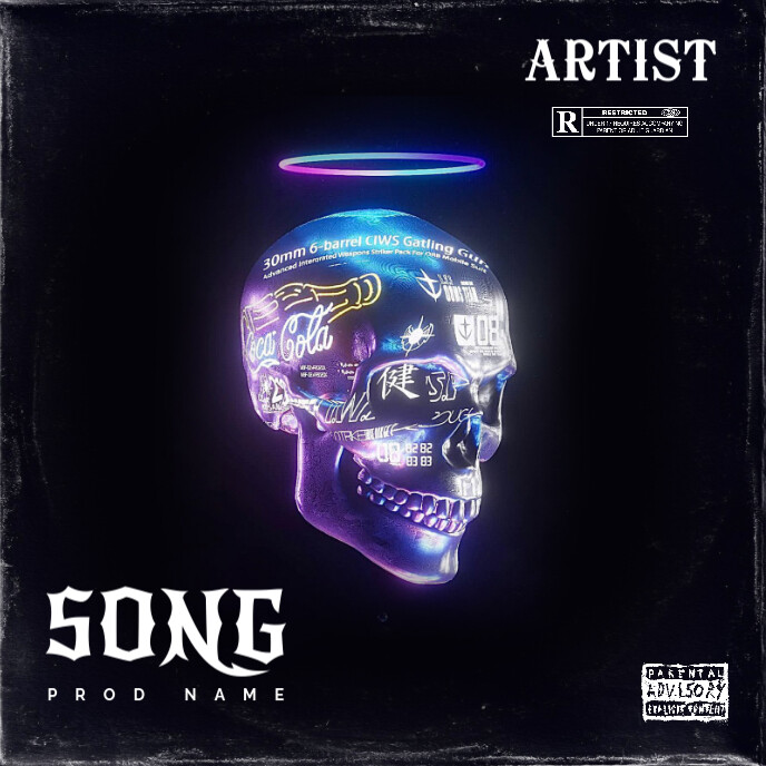 Copy of skull neon cover art | PosterMyWall