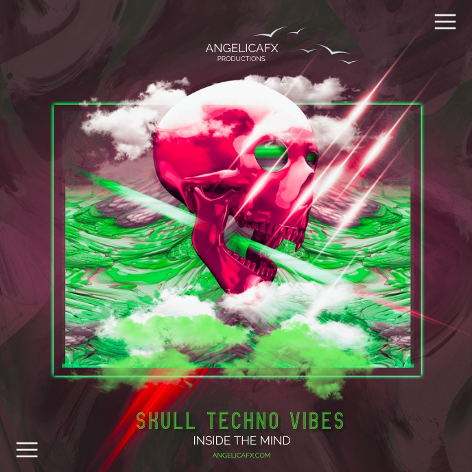Skull Techno Vibes Album Cover Artwork Template | PosterMyWall