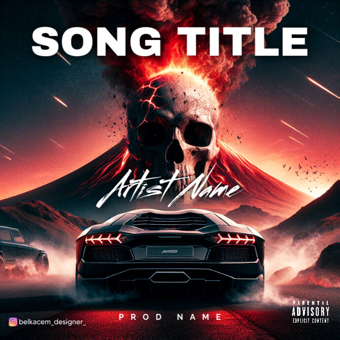 Skull volcano Album cover art Template | PosterMyWall