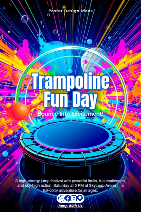 Sky Burst Funland – Trampoline Jump Poster Template | PosterMyWall
