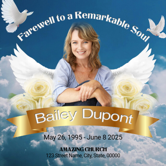 Sky Floral Funeral Program Instagram Post Template | PosterMyWall