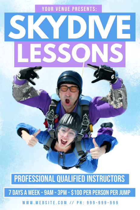 Skydive Lessons Poster Template | PosterMyWall