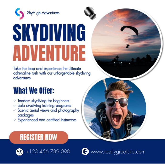 Skydiving Adventure Instagram Poster Template | PosterMyWall