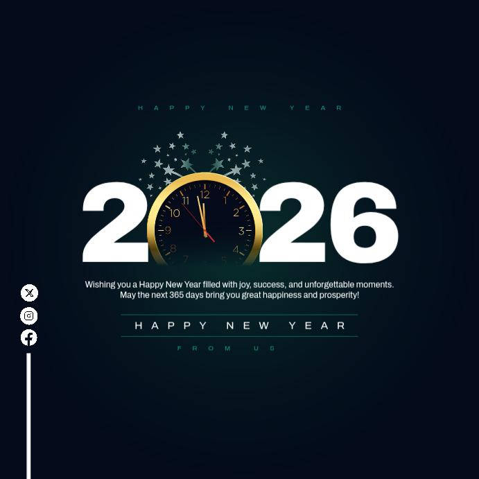 Sleek New Year 2026 Countdown Clock Greeting Template | PosterMyWall