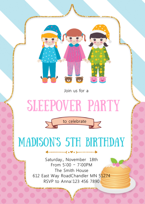 Sleepover birthday party invitation Template | PosterMyWall