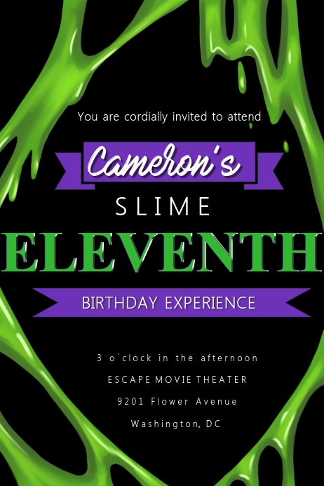 Slime Birthday Invitation | PosterMyWall