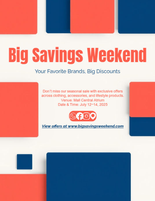 Small Business Sale Flyer Template | Modern Coral Navy Abstract Design ...