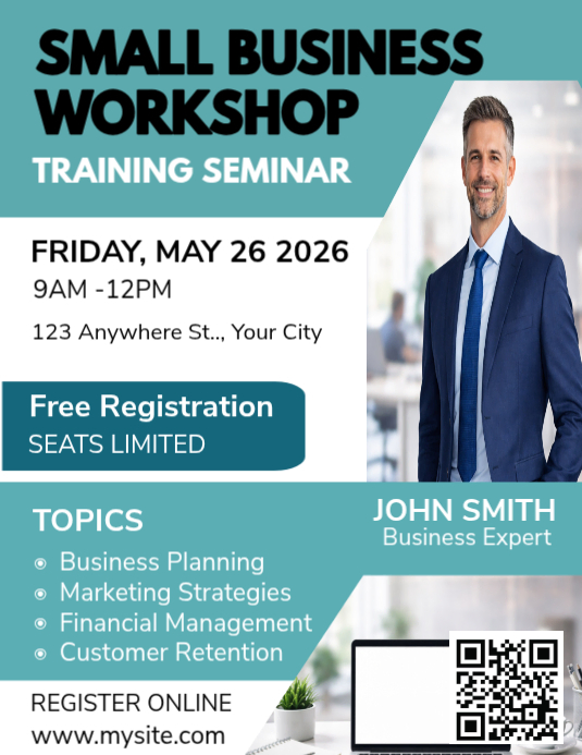 Small Business Workshop Flyer – Corporate Training Seminar Event ...
