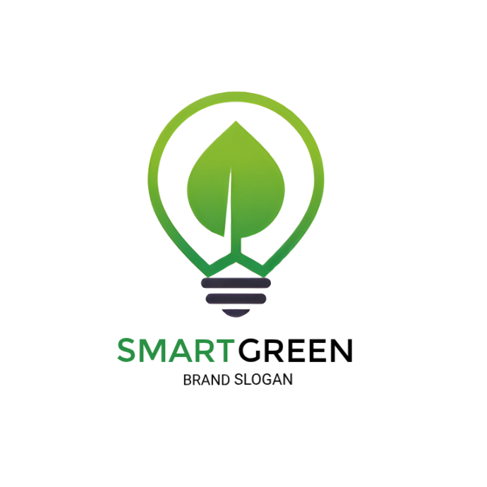 SMART GREEN Logo with Leaf & Bulb Template | PosterMyWall