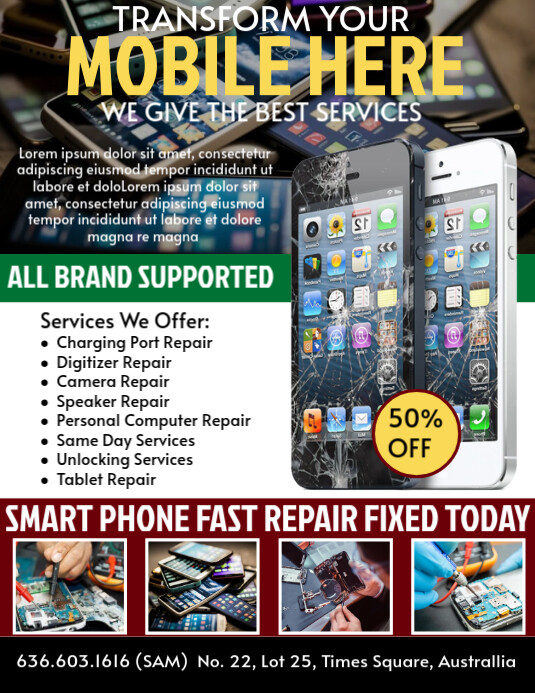 smart phone or mobile repairing service flyer Template | PosterMyWall