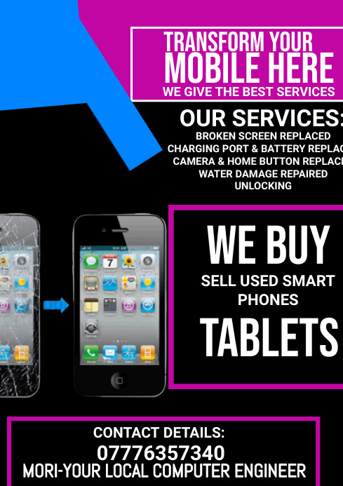 smart phone or mobile repairing service flyer Template | PosterMyWall