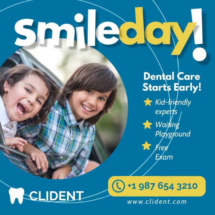Smile Day Dental care for kids instagram ad Template | PosterMyWall