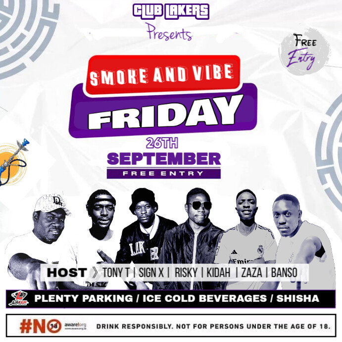 Smoke and vibe Friday night club flyer Template | PosterMyWall