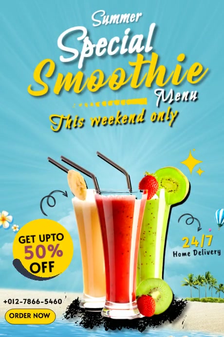 Smoothie and shake video template | PosterMyWall