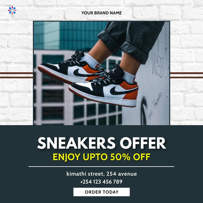 sneakers rubber sport shoe fashion sale flyer Template | PosterMyWall