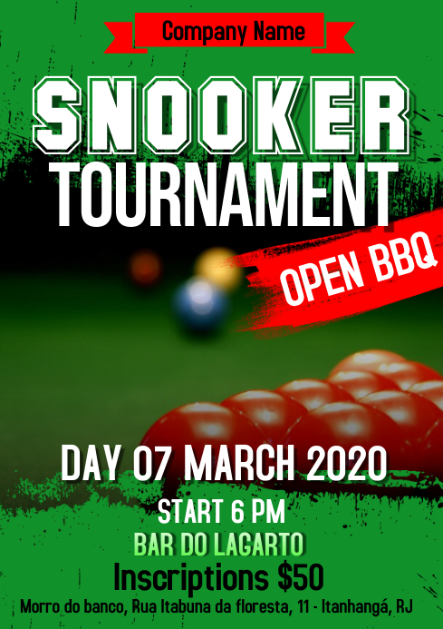 Snooker Pool Lagarto's Template 1 | PosterMyWall