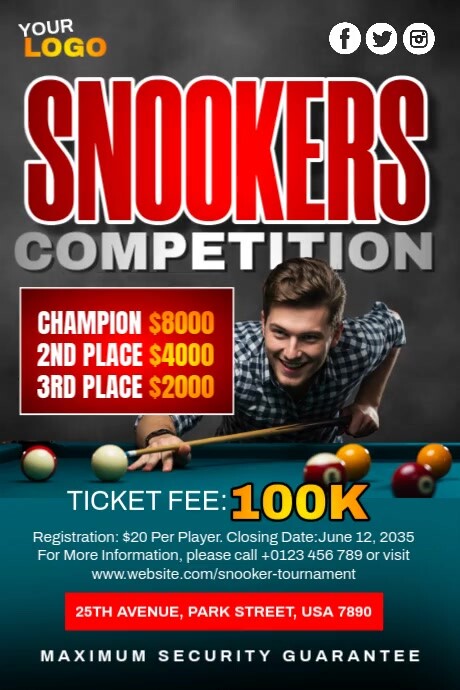 Snookers Competition Template | PosterMyWall