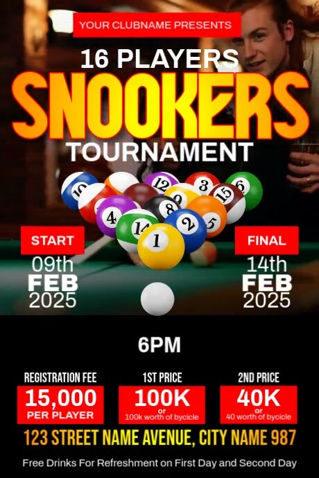 Snookers Tournament Template | PosterMyWall