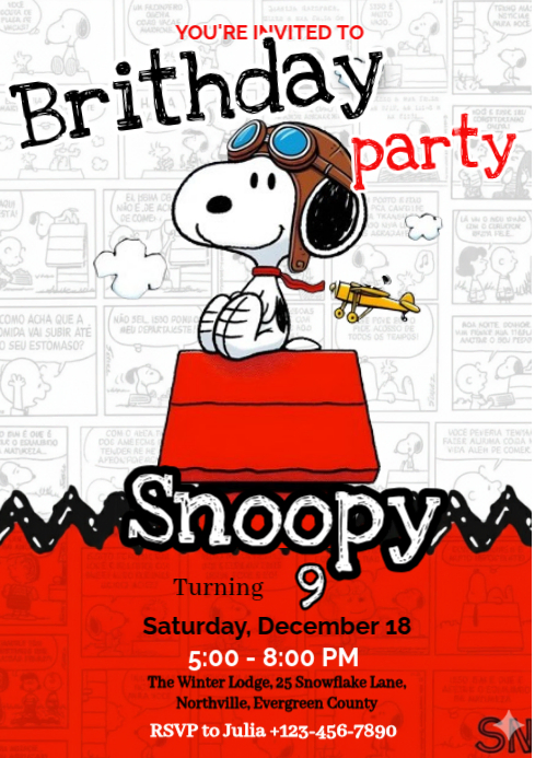 Copy of Snoopy invitation party | PosterMyWall
