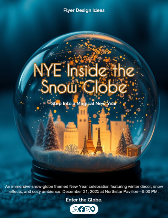 Snow Globe NYE Experience Flyer Template | Immersive New Year Event ...