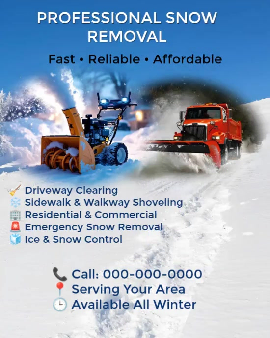 Snow Removal Service Flyer | Winter Snow Clearing Template | PosterMyWall