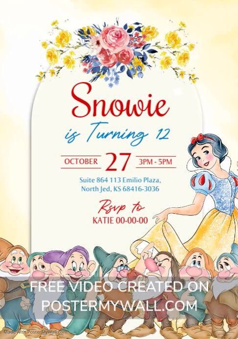 Snow white birthday invitation Template | PosterMyWall