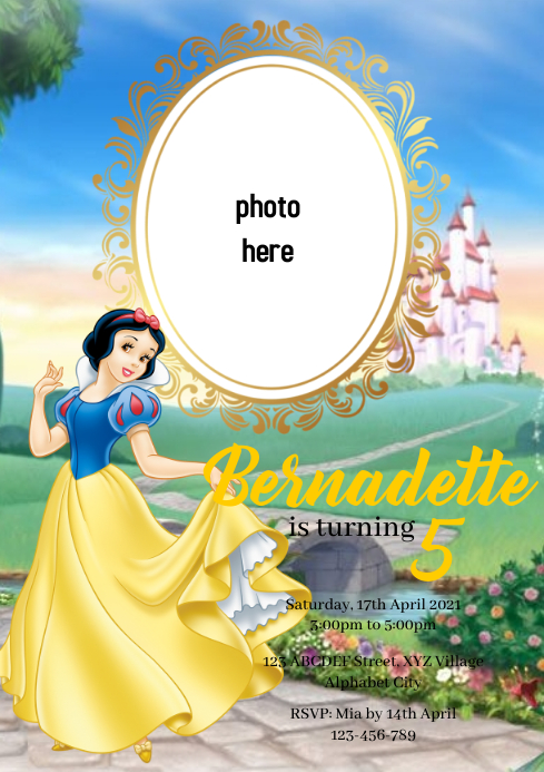 Snow White Birthday Invitation Template | PosterMyWall