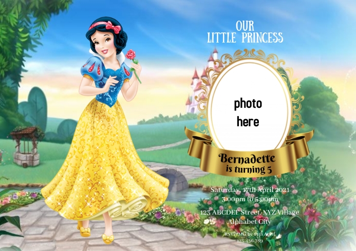 Snow White Birthday Invitation Template | PosterMyWall