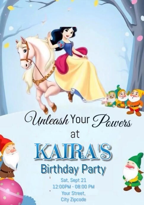 Snow White Digital Invitation Template | PosterMyWall