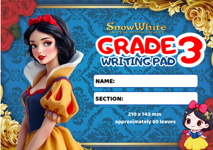 Plantilla de Snow White Grade 3 Writing Pad | PosterMyWall