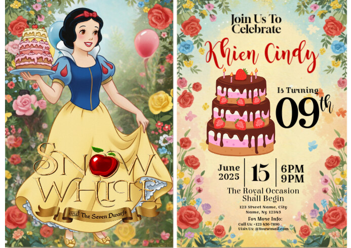 Snow White Wishes Khien Cindy a Happy 9th Template | PosterMyWall