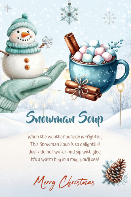 Snowman Soup Christmas Gift Tag Template | PosterMyWall