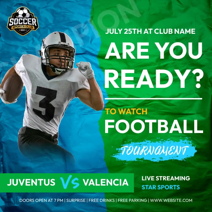 Soccer,Football,Game night flyer Template | PosterMyWall