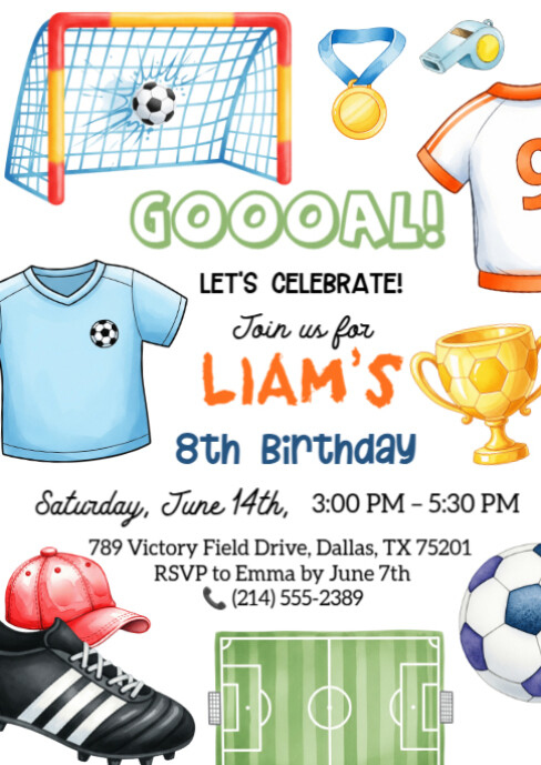 Soccer Birthday Invitation Template | PosterMyWall