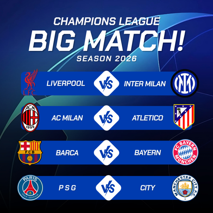 Soccer Champions Tournament 2026 Instagram Post Template | PosterMyWall