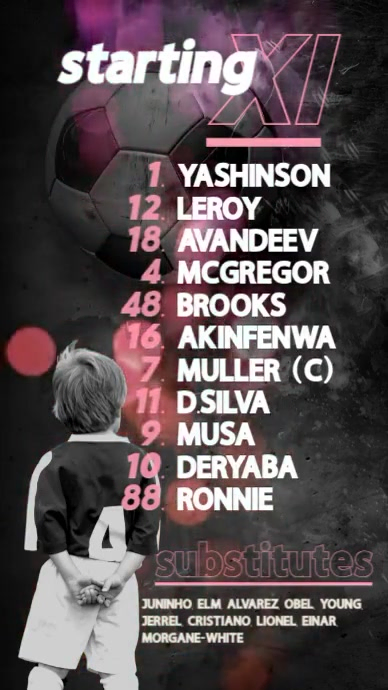 Soccer Football Ball Starting Squad Line-Up XI Team Template | PosterMyWall