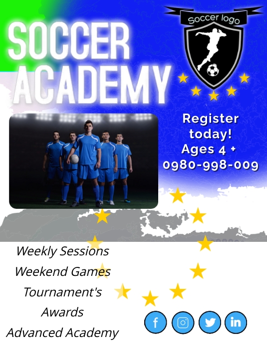 SOCCER FOOTBALL CLUB ACADEMY FLYER Template | PosterMyWall