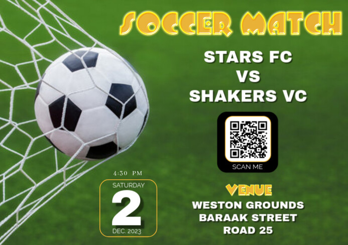 SOCCER FOOTBALL MATCH EVENT POSTER Template | PosterMyWall