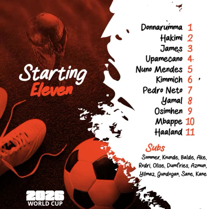 Soccer Football Starting XI 11 Team Match Squad Line Up Template ...