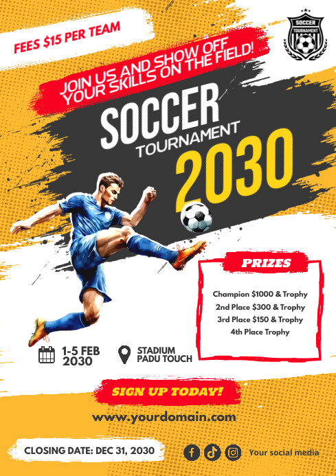 Soccer Football Tournament Flyer Poster Template | PosterMyWall