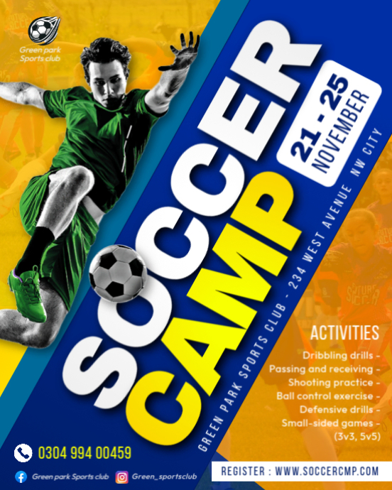 Soccer football training camp sports academy youth club advertisement ...