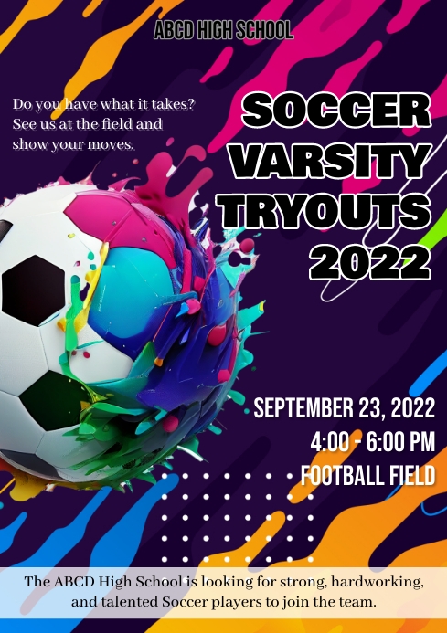 Soccer Football Tryouts Poster Template | PosterMyWall