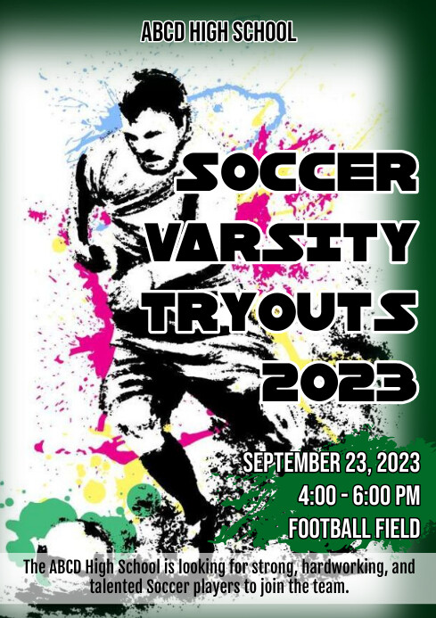 Soccer Football Tryouts Poster Template | PosterMyWall