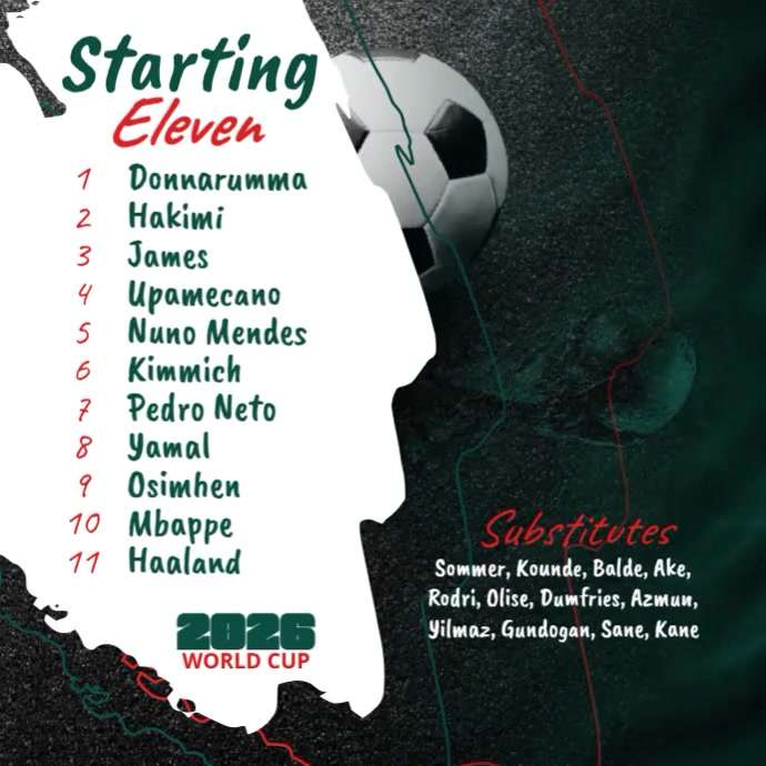 Plantilla de Soccer Football World Cup Team Match Line Up | PosterMyWall