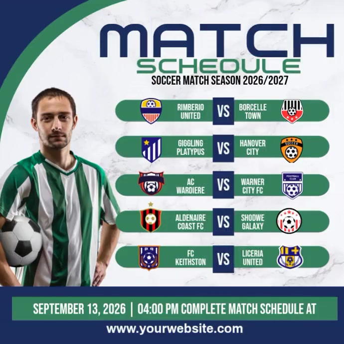 Plantilla de Soccer Game Schedule | PosterMyWall