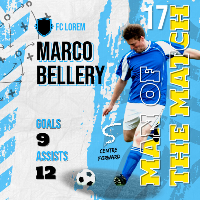 Soccer Man Of The Match Instagram Post Template | PosterMyWall