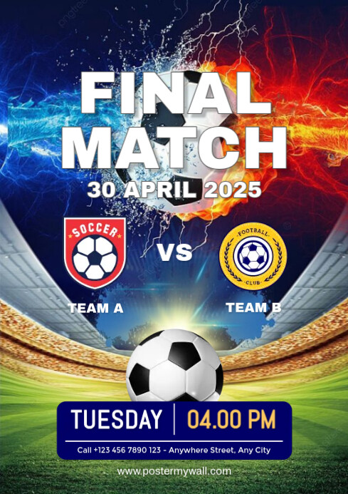 Soccer Match Announce Flyer Template | PosterMyWall